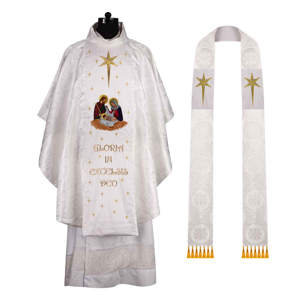 Christmas Gothic Chasuble with Embroidered Holy Family – JOHA VESTMENTS