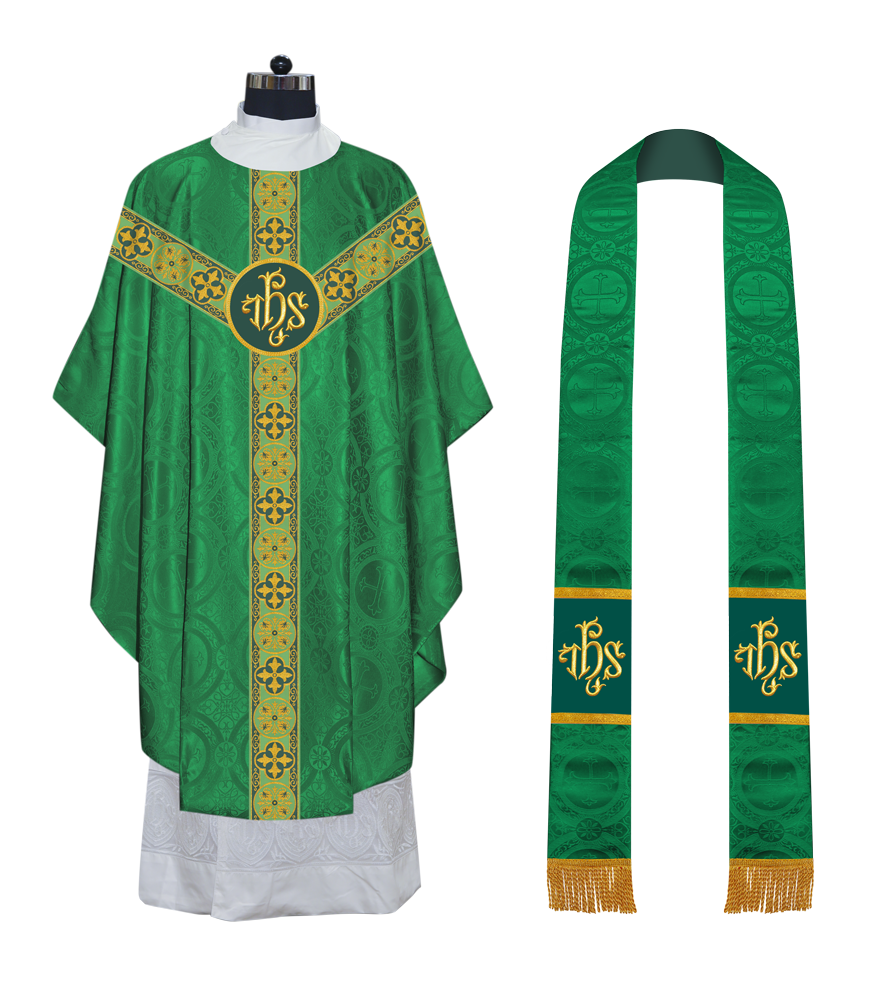 Gothic Chasuble vestment with Braided Trims and Spiritual Motif – JOHA ...