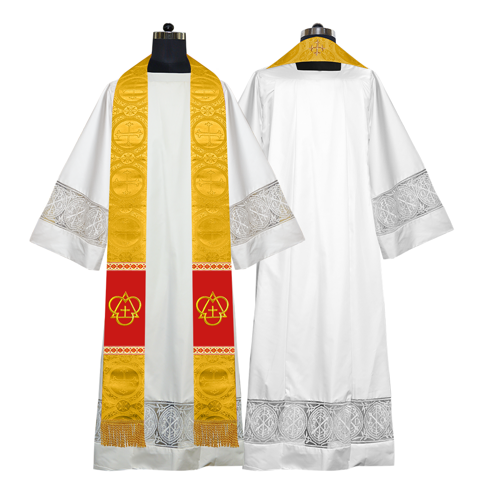Clerical Stole with Embroidered Trinity Motif – JOHA VESTMENTS