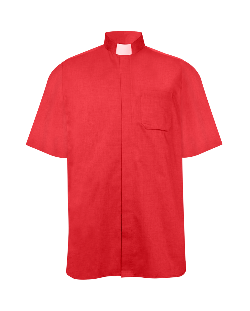 Red Half Sleeve Tab collar Clergy Shirt - Button Placket – JOHA VESTMENTS