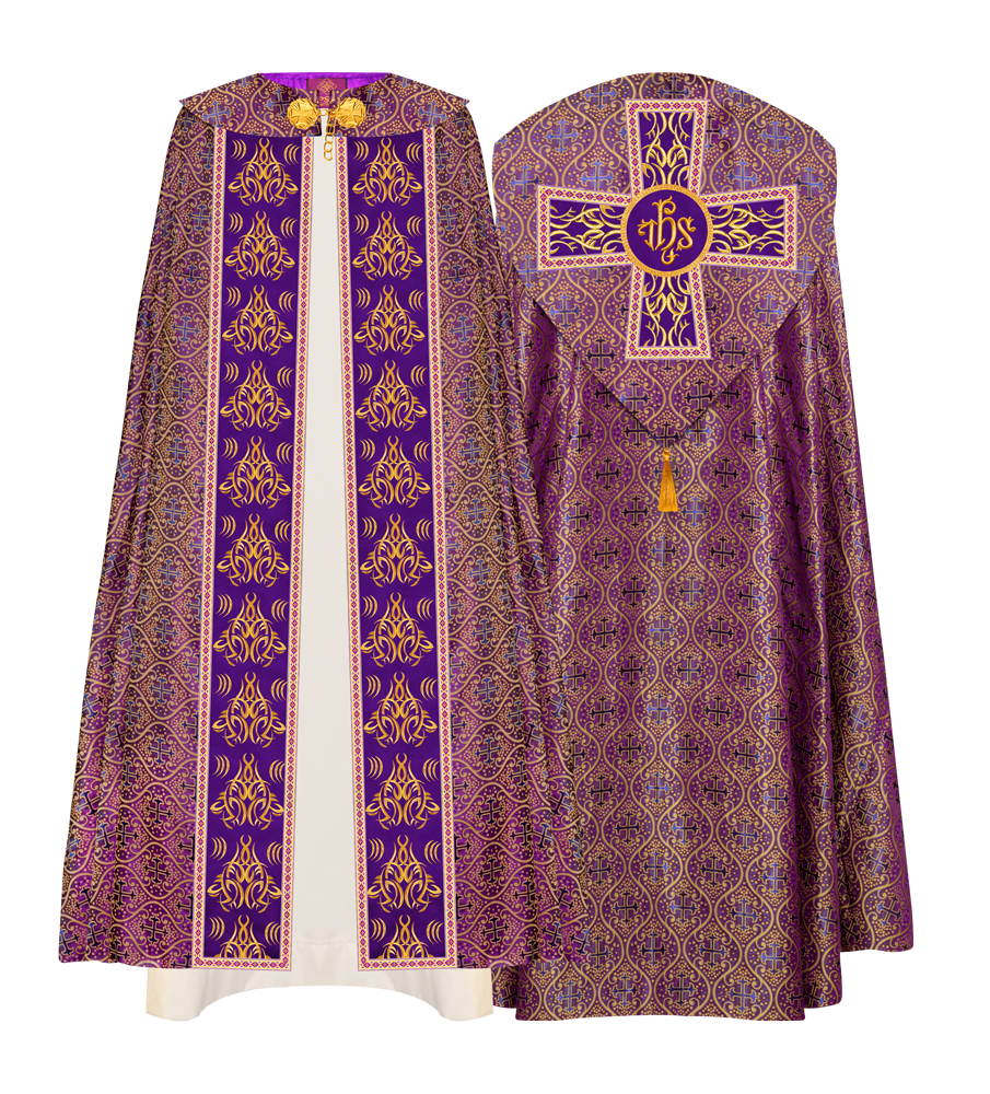 GOTHIC COPE VESTMENTS WITH LITURGICAL EMBROIDERY AND TRIMS – JOHA VESTMENTS