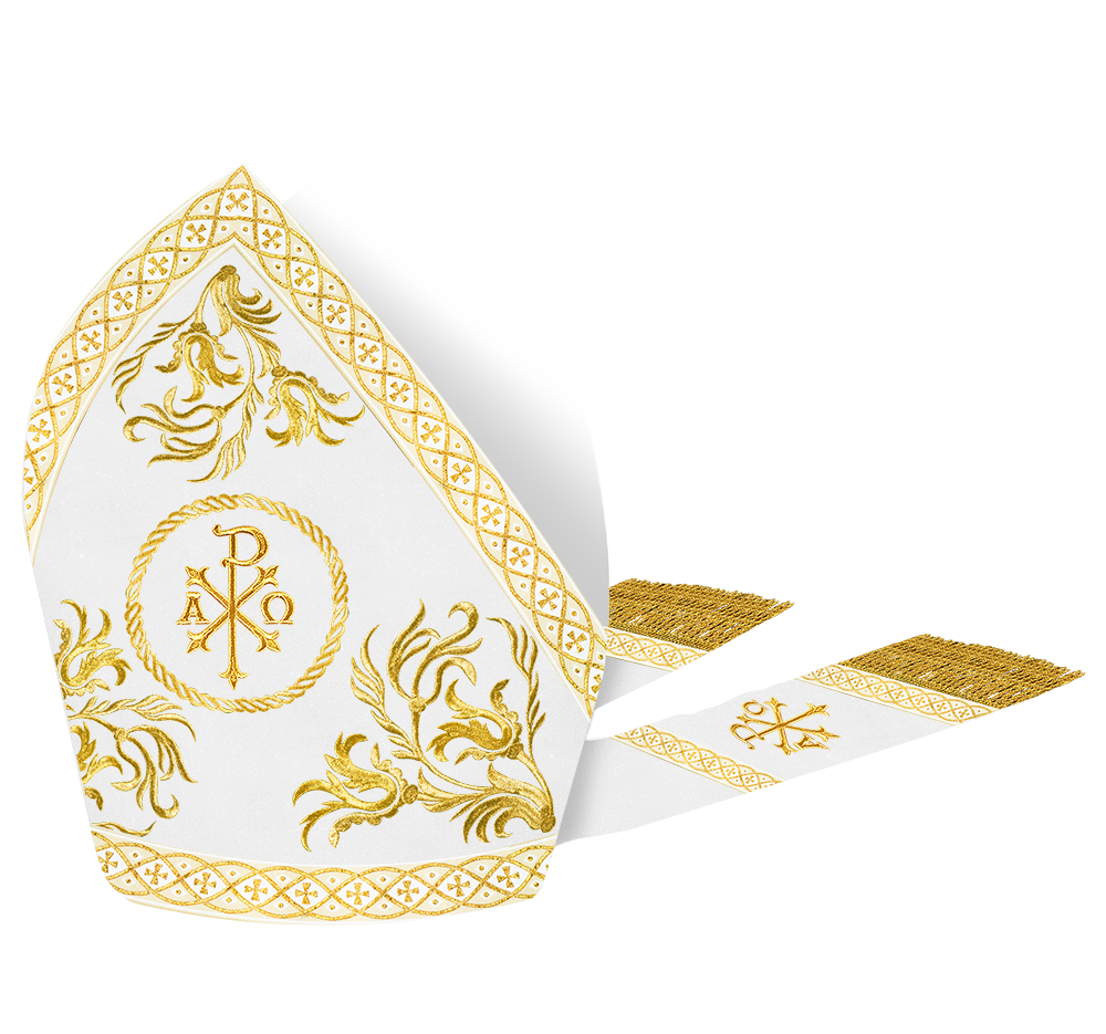 Roman Mitre with Liturgical Motif and Trims – JOHA VESTMENTS