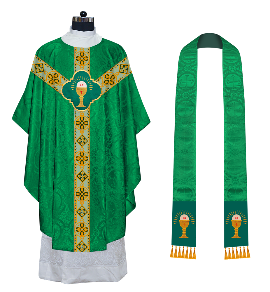 MONASTIC CHASUBLE VESTMENT WITH Y TYPE BRAIDED ORPHREY – JOHA VESTMENTS